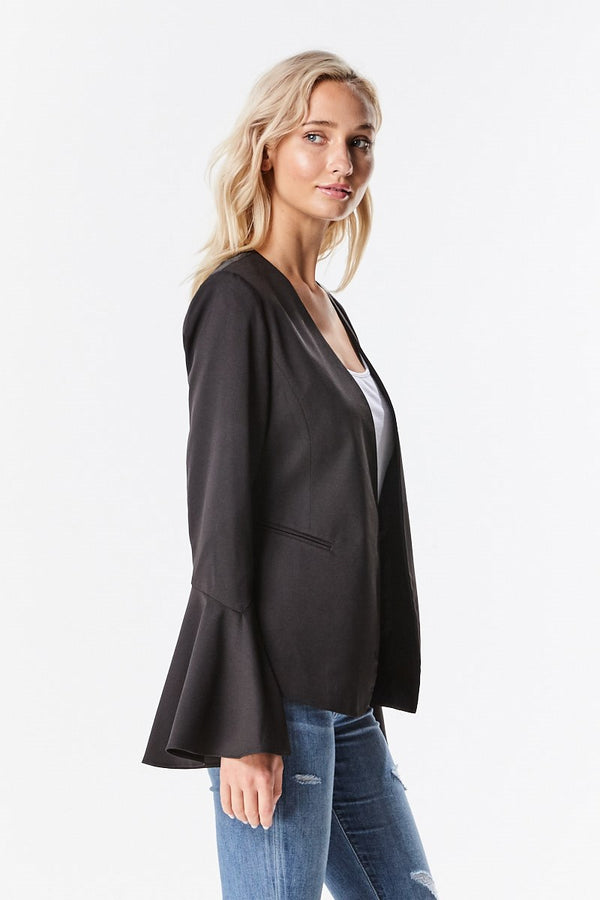 Ruffle Sleeve Blazer - Tias Place